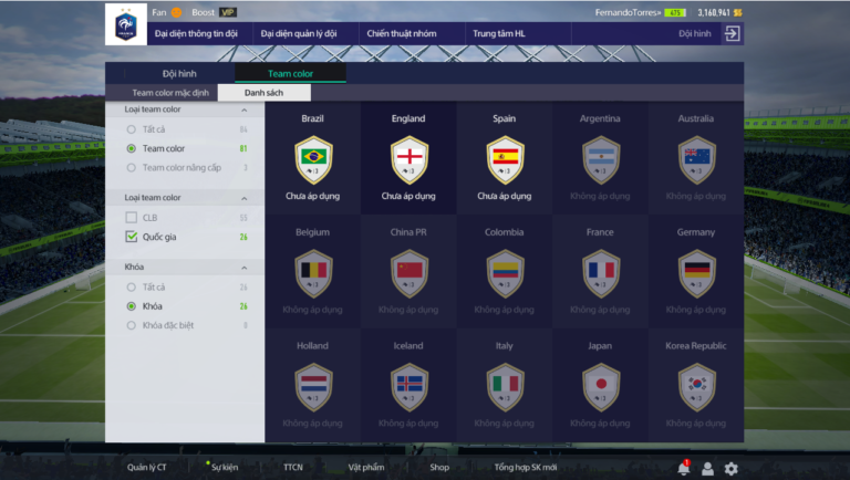 Cẩm nang FIFA Online 4: Team color FO4 và cách kích hoạt