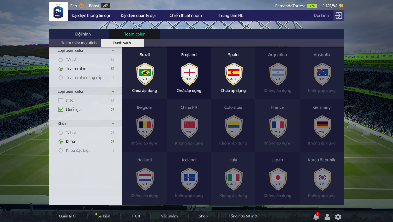 Cẩm nang FIFA Online 4: Team color FO4 và cách kích hoạt